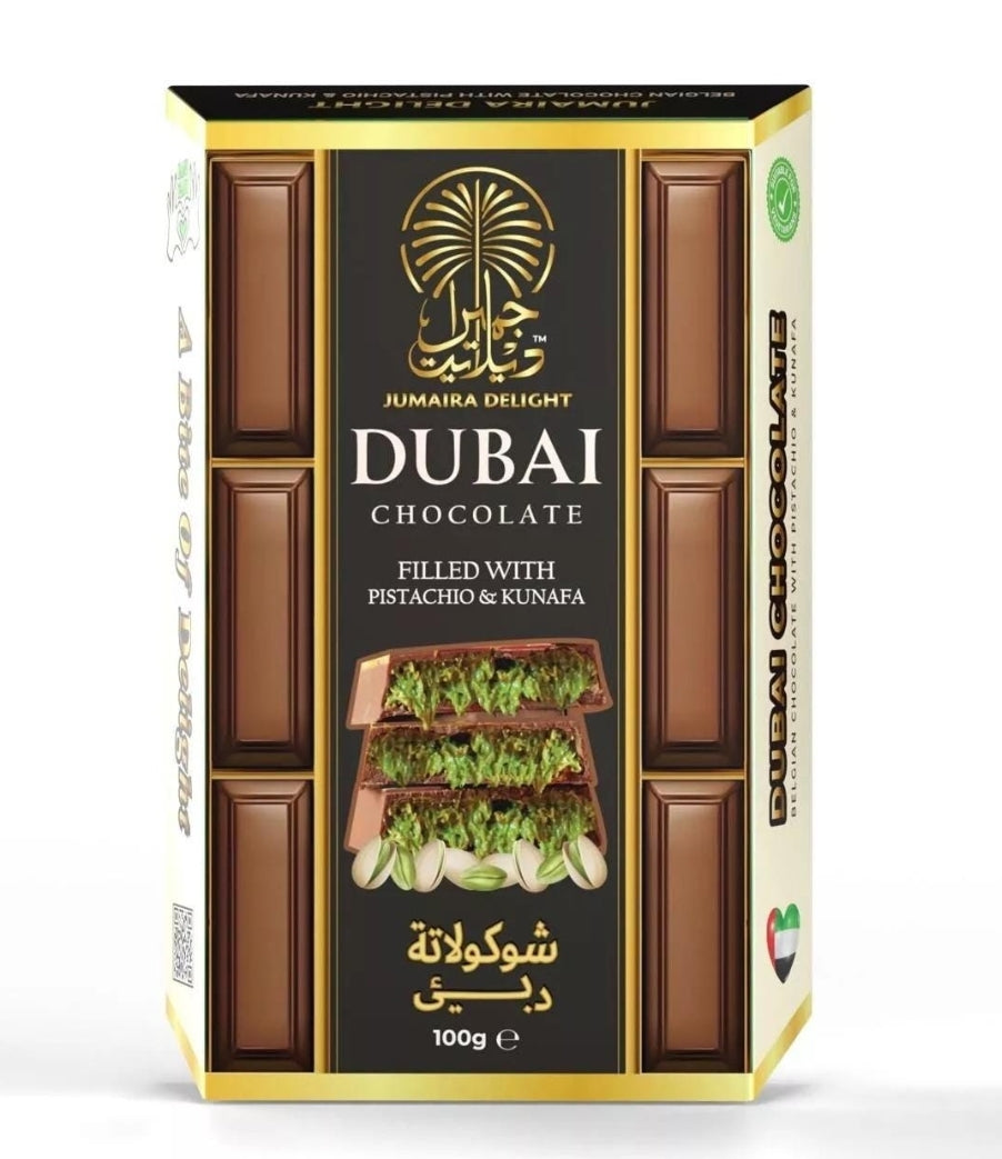 Jumaira Delight Dubai Pistachio and Kunafa Chocolate 100g – Bombon