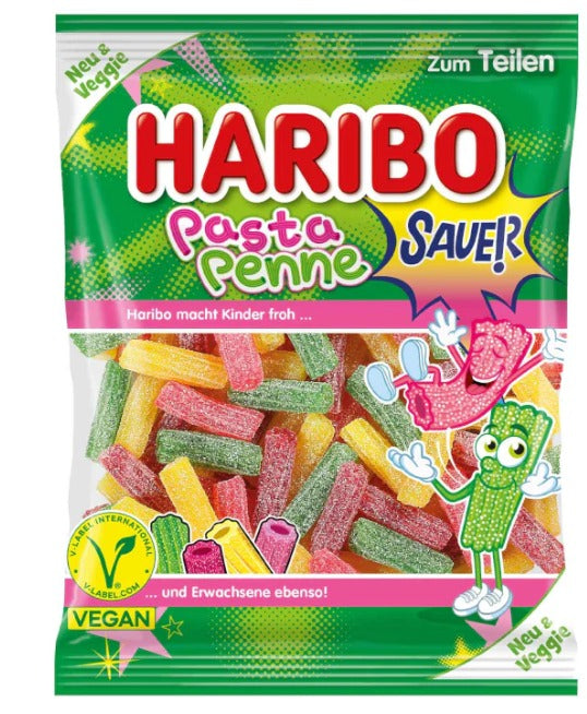 Haribo Pasta Penne Sour Fruit Gummies Vegan 160g – Bombon
