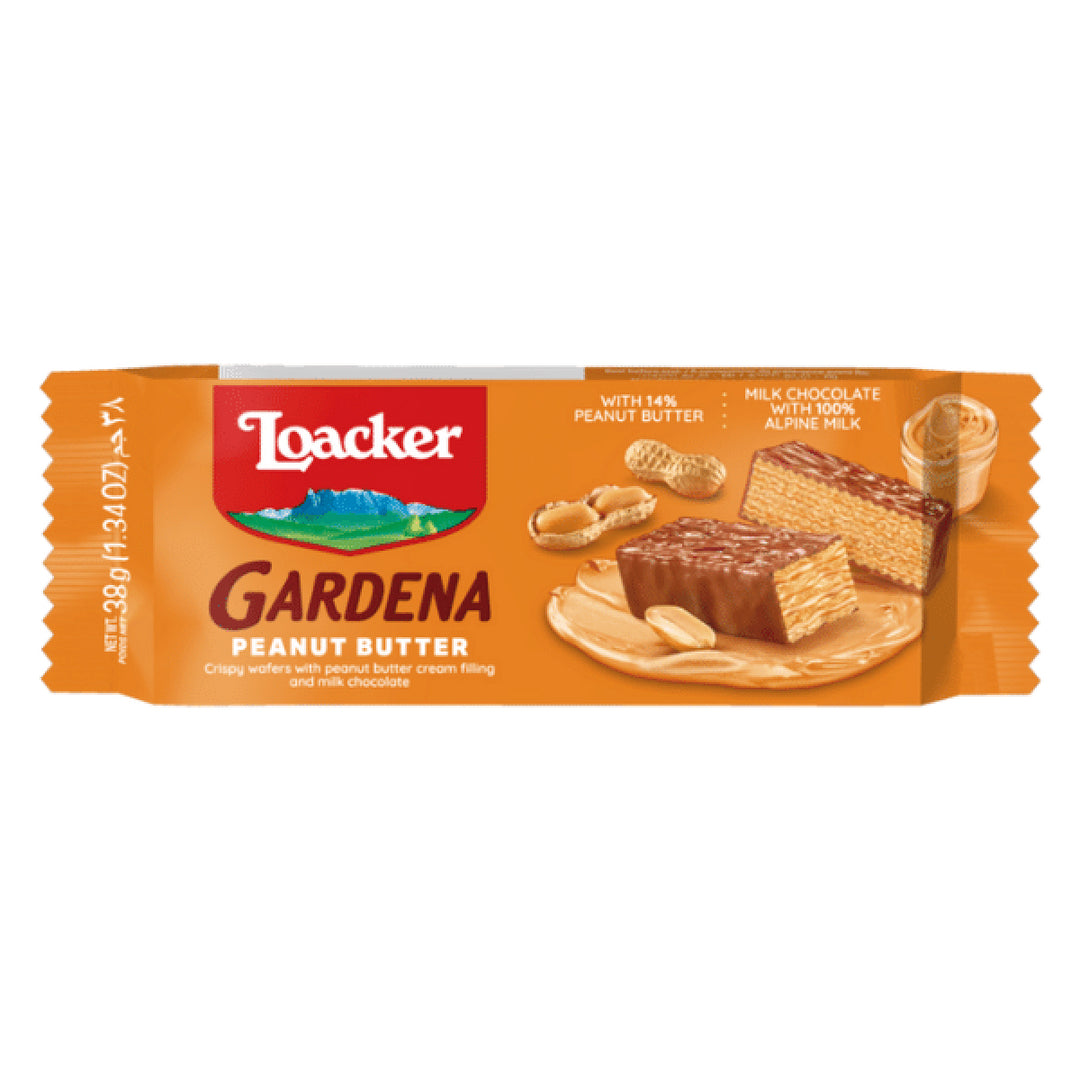 Loacker Gardena Peanut Butter Crispy Waffle And Peanut Cream- 38g – Bombon